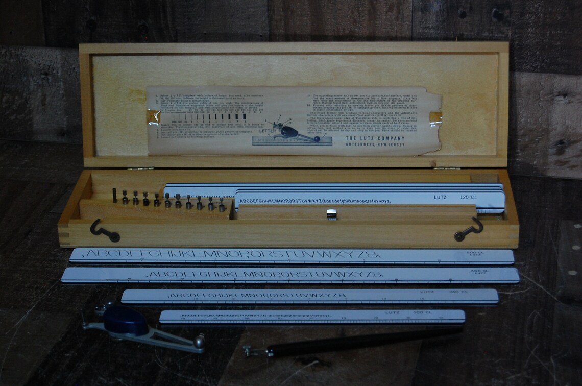 Vintage Lutz Drafting Lettering Set Drafting Tools Complete - Etsy