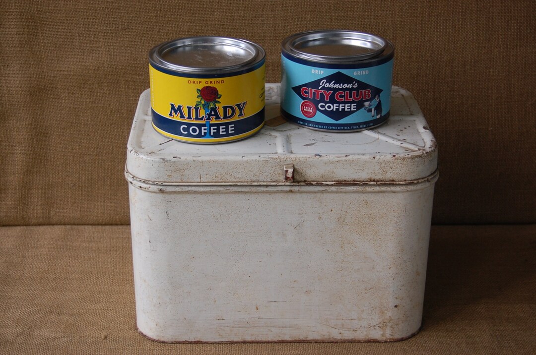 Vintage Metal Tin Kitchen Storage Boxes, Vintage Coffee Tins, Kitchen ...