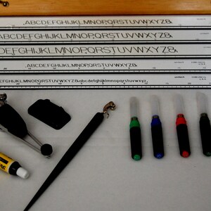Vintage Drafting Lettering Set Unitech Drafting Kit, Drafting Lettering ...