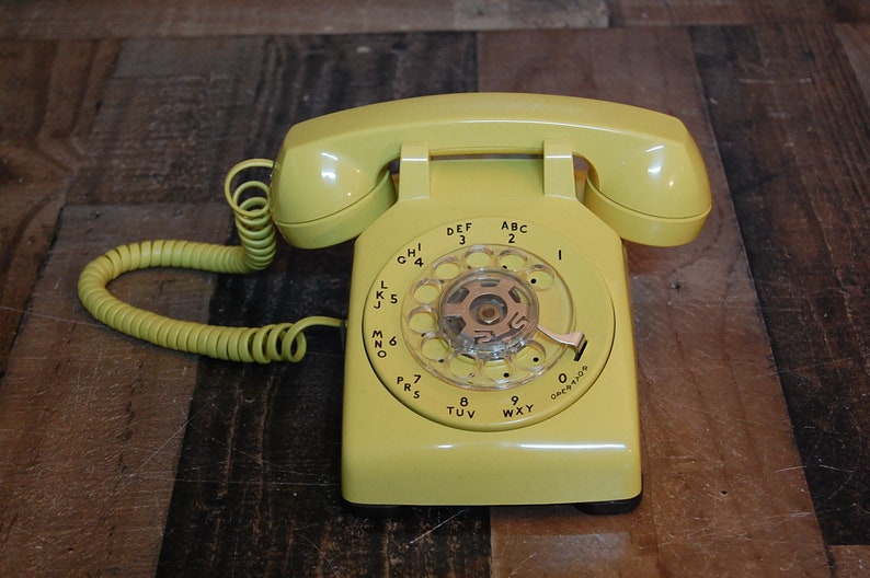 Vintage Original Yellow Dial up table or desk Telephone in | Etsy
