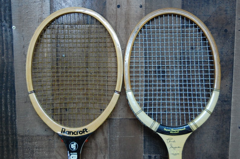 Vintage Pair Wood Tennis Rackets Wood Rackets Leather Hand - Etsy