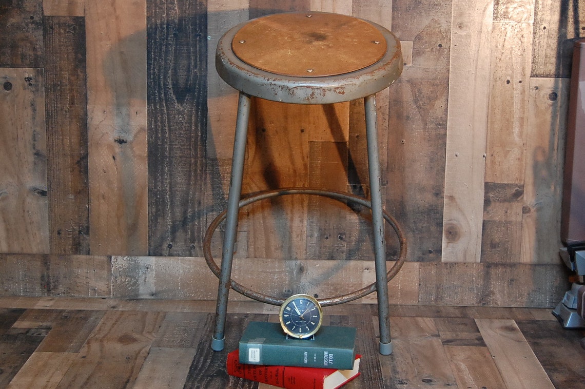 Vintage Industrial Metal Stool Shop Stool Drafting Stool - Etsy