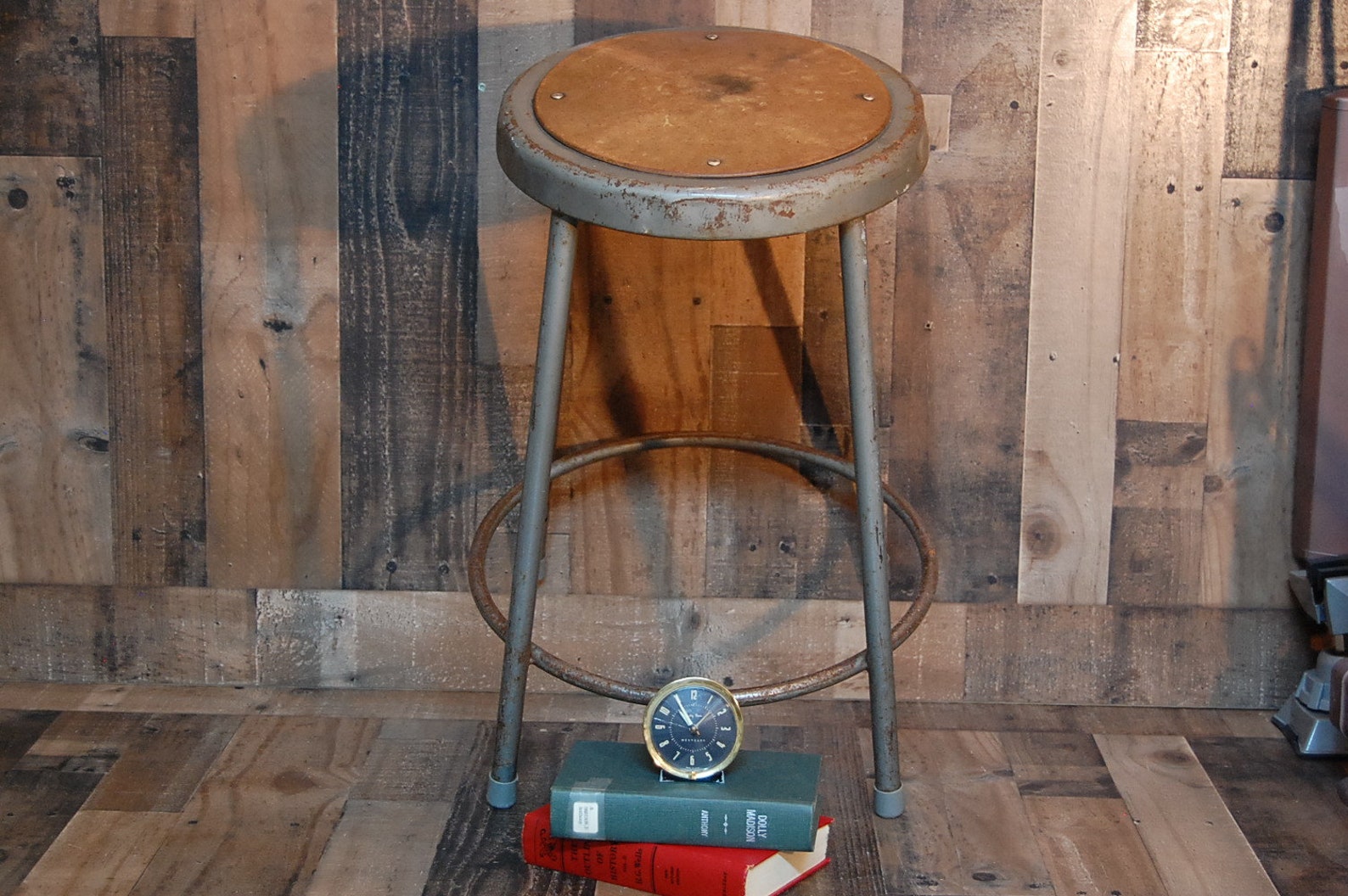 Vintage Industrial Metal Stool, Shop Stool, Drafting Stool, Art Studio ...