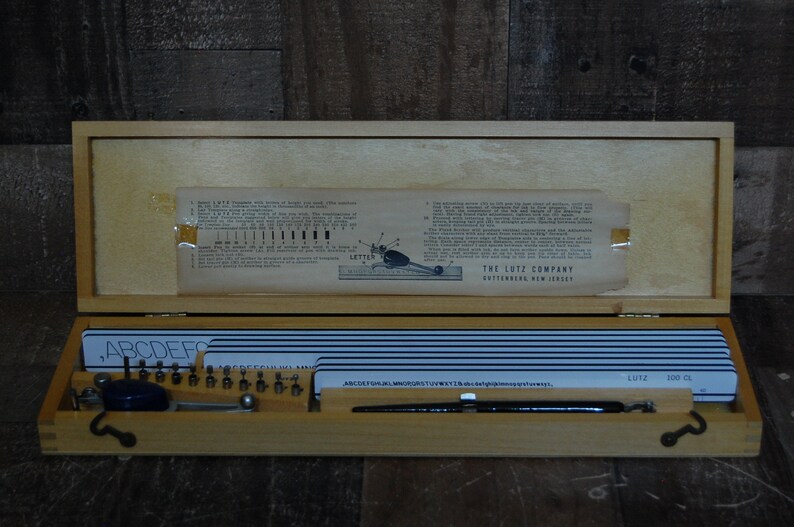 Vintage Lutz Drafting Lettering Set Drafting Tools Complete - Etsy