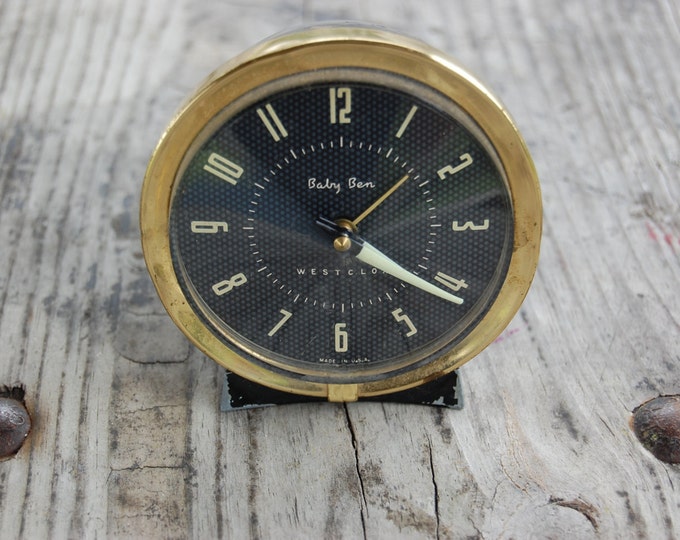 Vintage Westclock Baby Ben Portable Alarm Clock, Black Face, Black and ...