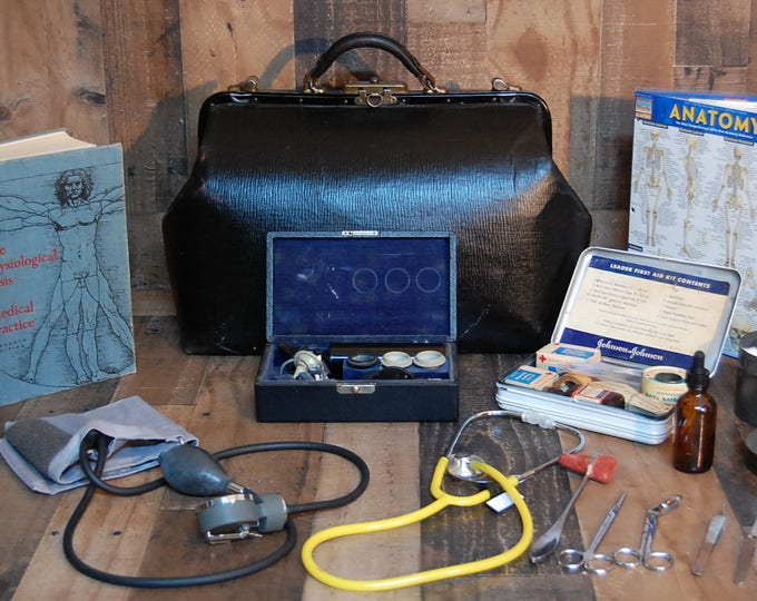 Vintage Doctors Bag 1960's and Tools, Medical Book 1961, Medical Chart ...