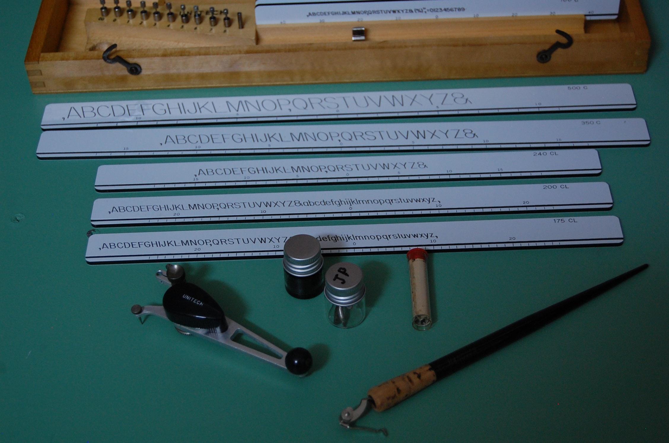 Vintage Drafting Lettering Set Unitech Drafting Kit, Drafting Lettering ...