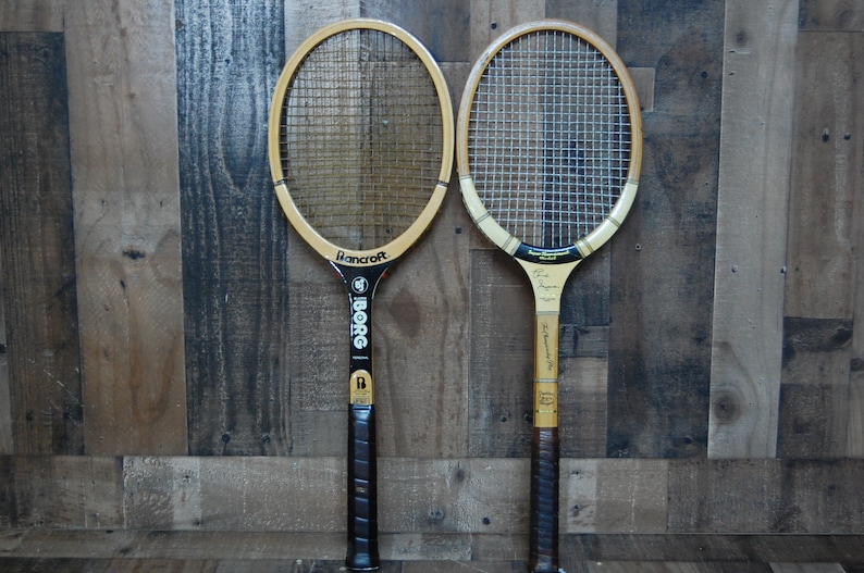 Vintage Pair Wood Tennis Rackets Wood Rackets Leather Hand - Etsy