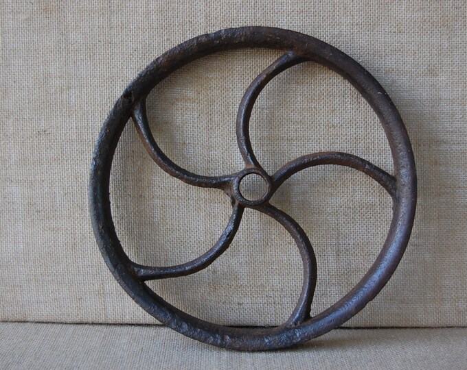 Vintage Industrial Metal Wheel, Machine Age Art, Steel Wheel Decor ...