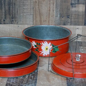 Vintage Food Container, 1940's Metal Food Container, 3 Section Metal ...