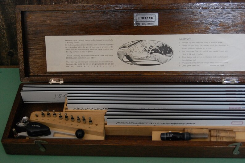 Vintage Drafting Lettering Set Unitech Lettering Set - Etsy