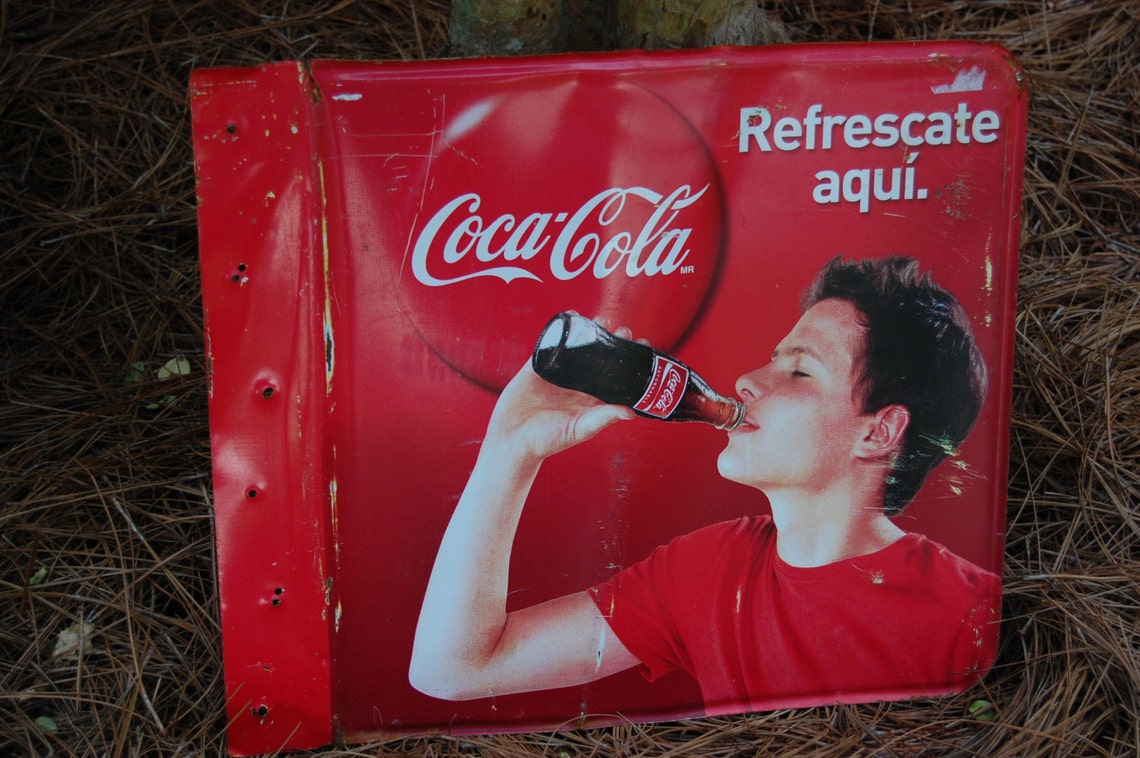 Vintage Metal Coke Sign Double Sided Coke Sign Border States - Etsy