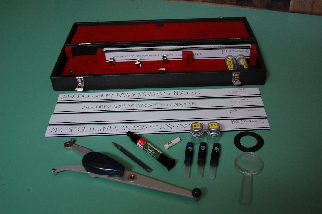 Vintage Drafting Lettering Set K&E Leroy Drafting Kit, Complete ...