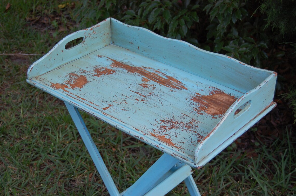 Vintage Serving Tray and Stand, Vintage Drink Tray, Vintage Storage ...