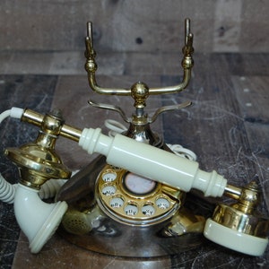 Vintage Princess Rotary Phone, Vintage Table Phone, Vintage Gold Base ...