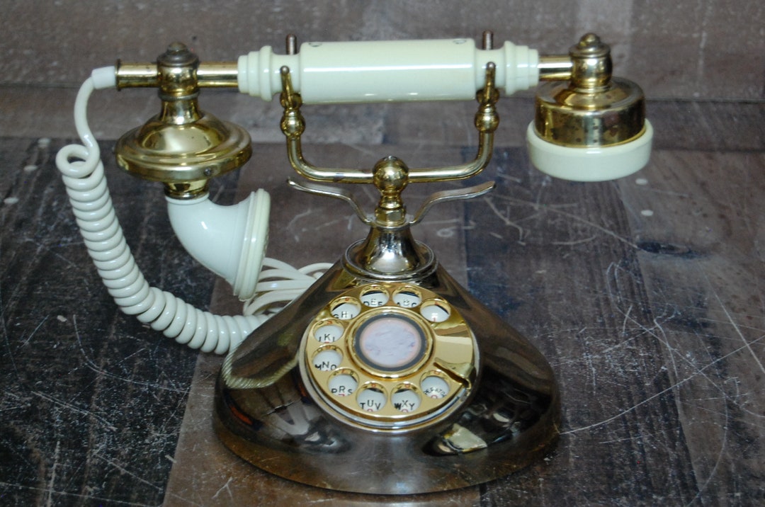 Vintage Princess Rotary Phone, Vintage Table Phone, Vintage Gold Base ...