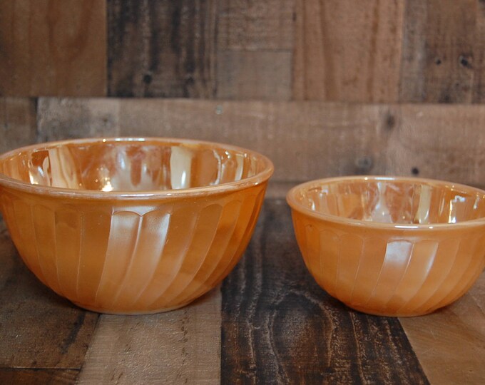 Vintage Fire King Peach Bowls, Pair of Fire King Oven Ware Bowls With ...