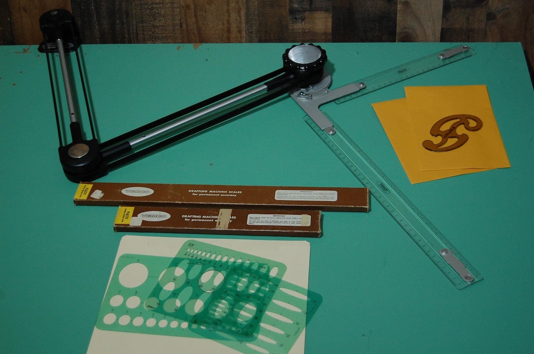 Vintage Drafting Machine, Vemco Compact Size, 2 Vemco Scales, Owners ...