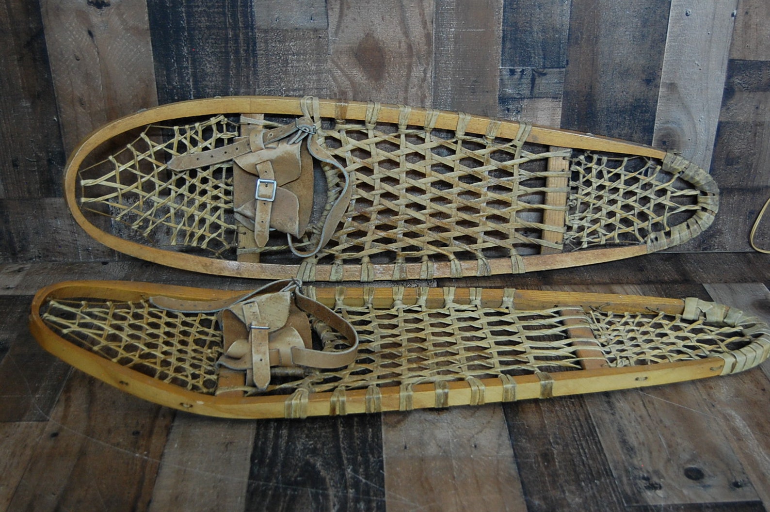 Vintage Wood Snow Shoes Hand Made Wood and Leather Snow - Etsy