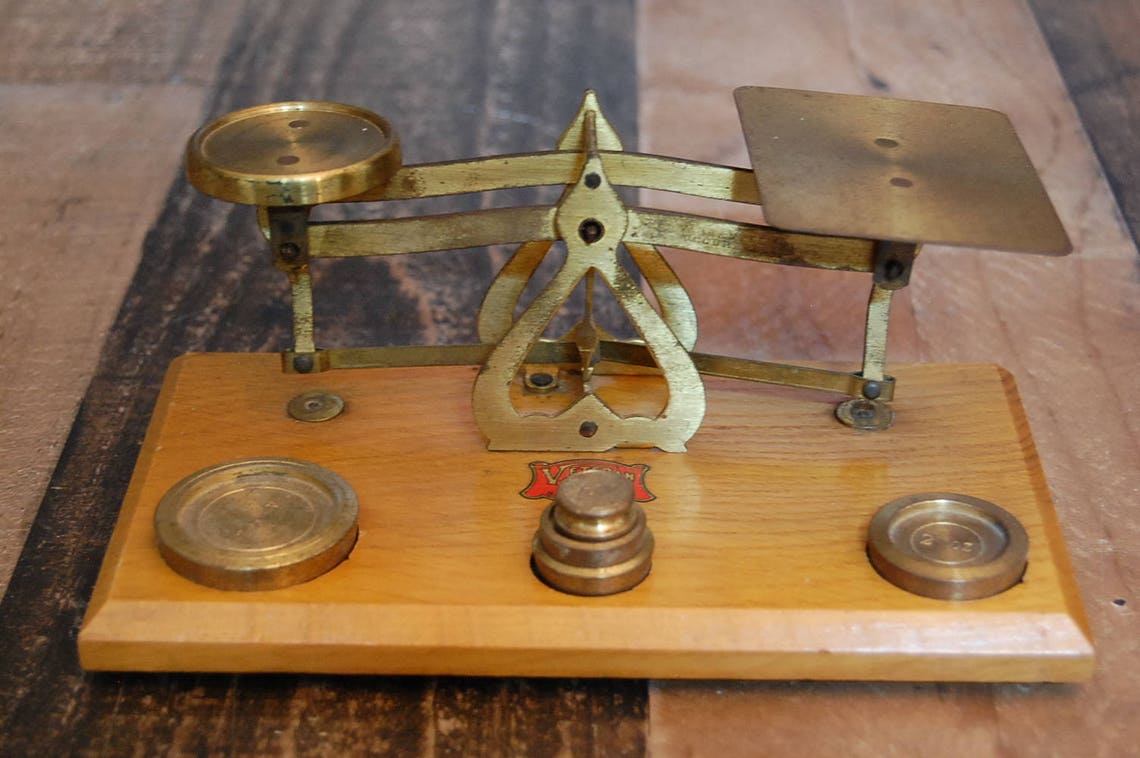 Vintage Rare Brass Postal scale lab scale gold scalecomes | Etsy