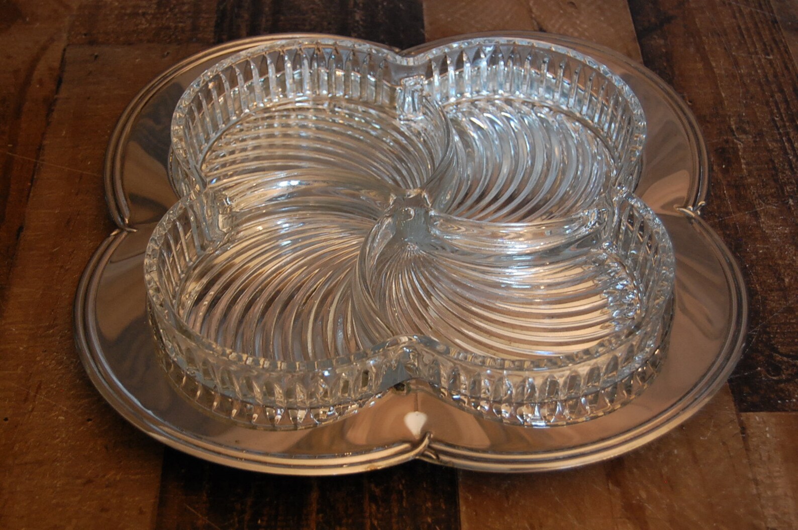 Vintage Godinger Cut Crystal Relish Tray With Chrome Carry | Etsy