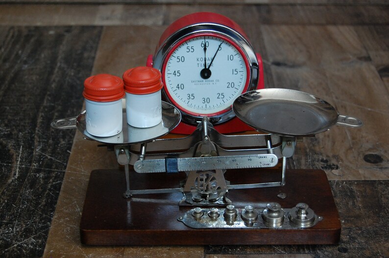 Kodak Studio Scale, Kodak Timer, 2 Kodak Metal Cans, Vintage 1930's ...