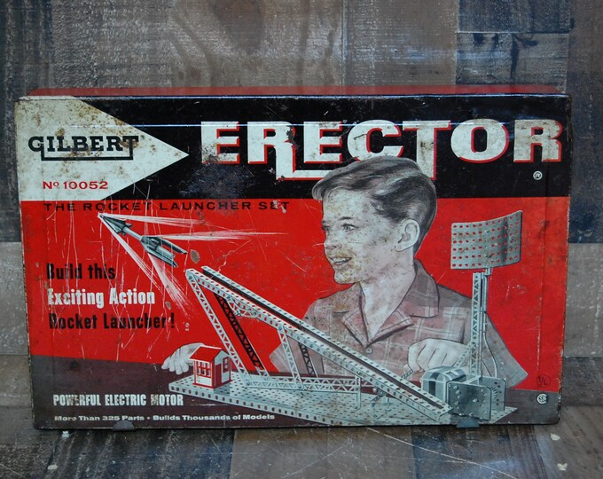 Vintage Erector Set Box, Rocker Launcher Set, All Metal, Good Condition ...