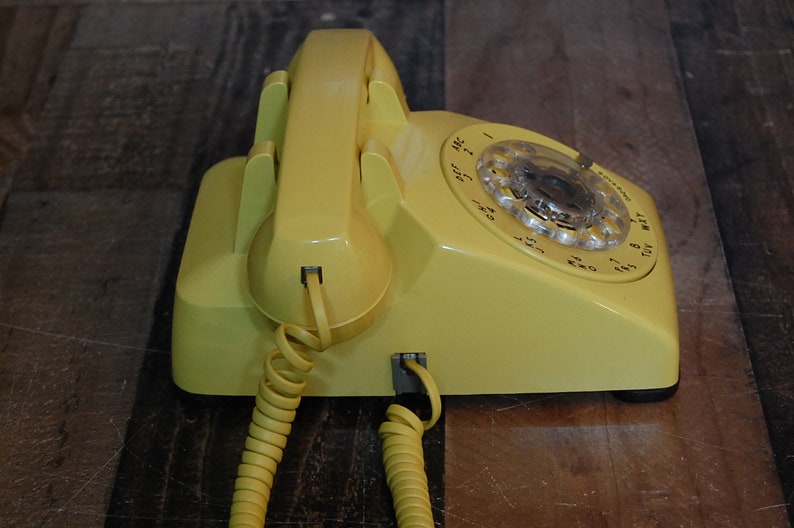 Vintage Original Yellow Dial up table or desk Telephone in | Etsy