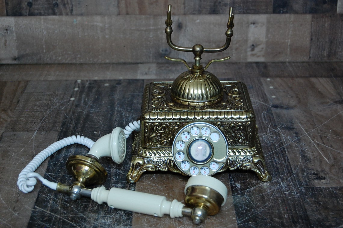 Vintage Telephone French Rotary Phone All Brass Fully - Etsy