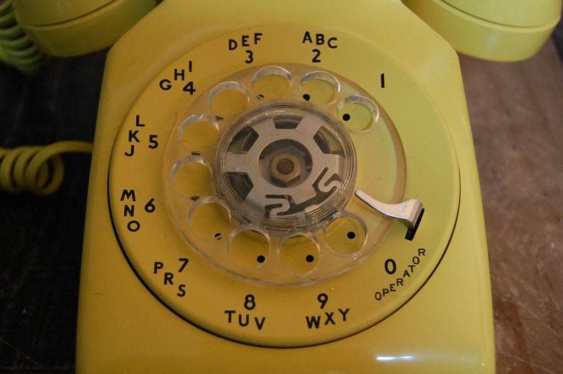 Vintage Original Yellow Dial up table or desk Telephone in | Etsy