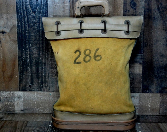 Vintage Money Transport Bag, Vintage Bank Bag, Leather and Canvas Money ...