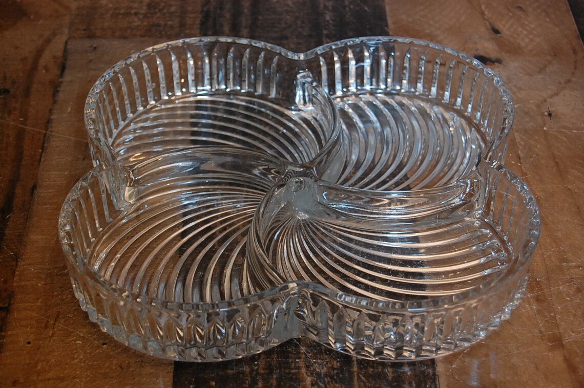Vintage Godinger Cut Crystal Relish Tray With Chrome carry | Etsy