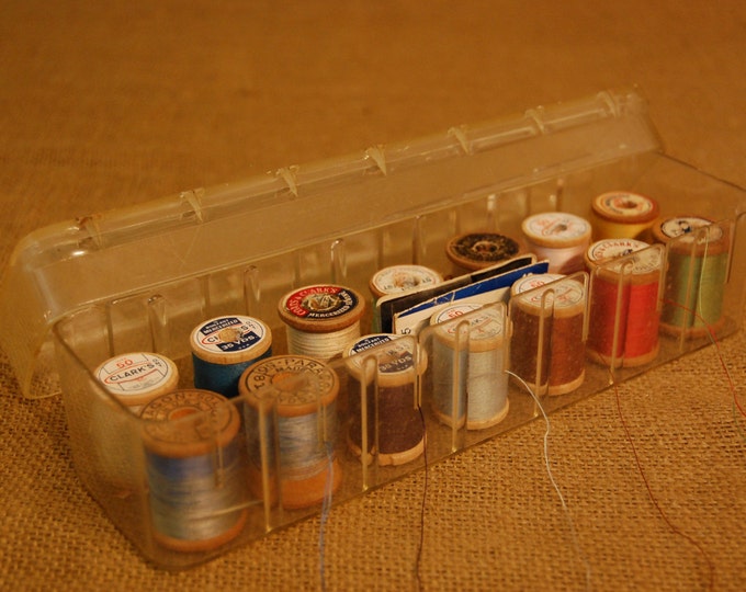 Vintage 1950's Tidee Maid Sewing Thread Storage Box, Clear Storage Box ...