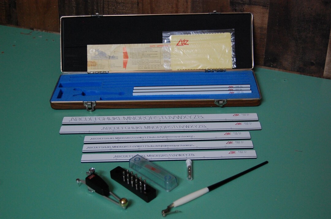 Vintage Lutz Drafting Lettering Set, Drafting Tools, Complete Drafting ...