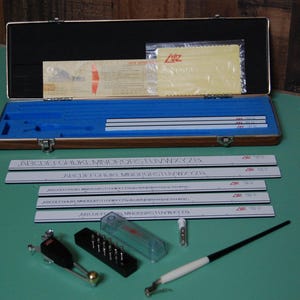 Vintage Lutz Drafting Lettering Set, Drafting Tools, Complete Drafting ...