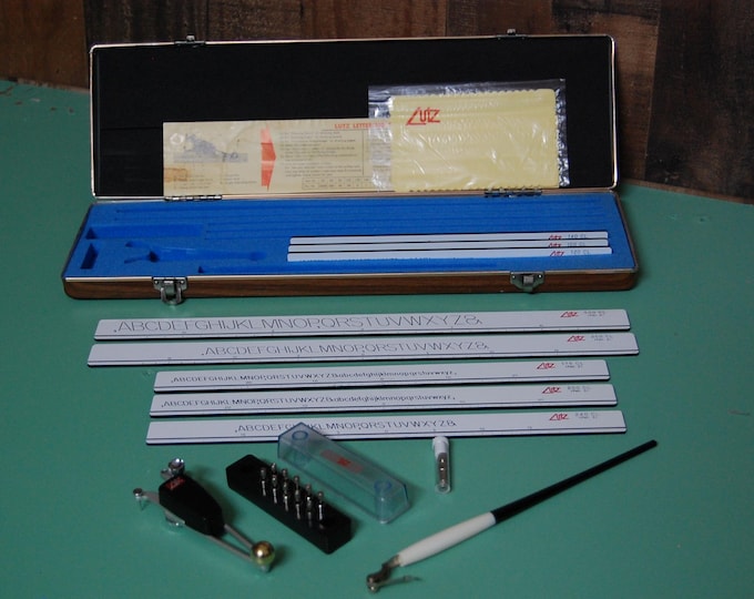 Vintage Lutz Drafting Lettering Set, Drafting Tools, Complete Drafting Lettering Set, Original ...