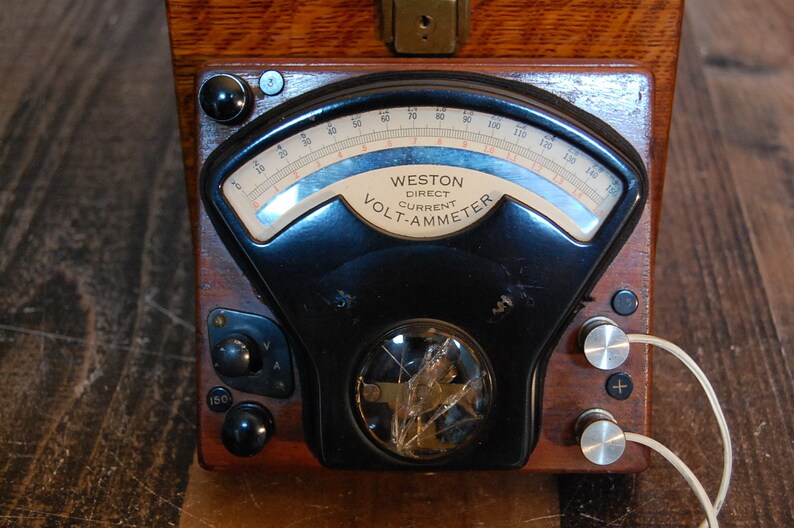 Vintage Volt-Amp Meter in wood case collectible meter | Etsy