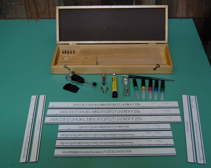 Vintage Drafting Lettering Set Unitech Drafting Kit, Drafting Lettering ...