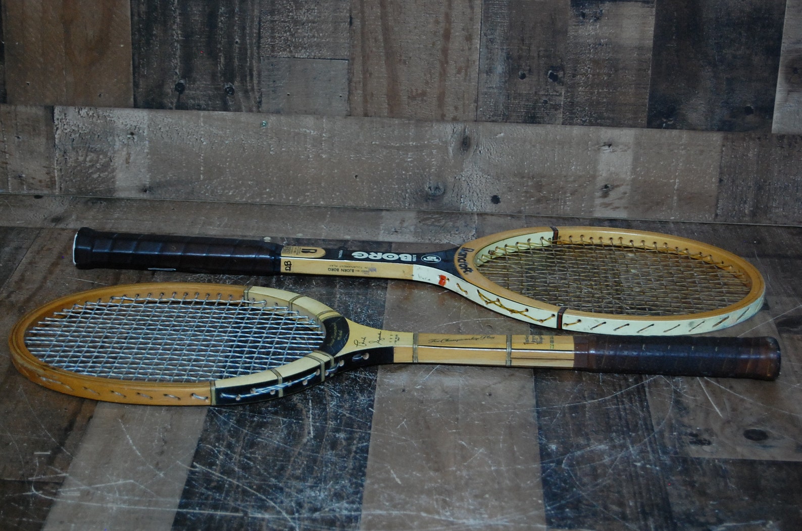 Vintage Pair Wood Tennis Rackets Wood Rackets Leather Hand - Etsy