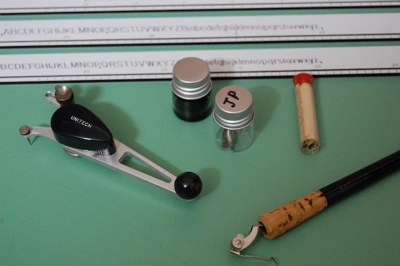 Vintage Drafting Lettering Set Unitech Drafting Kit, Drafting Lettering ...