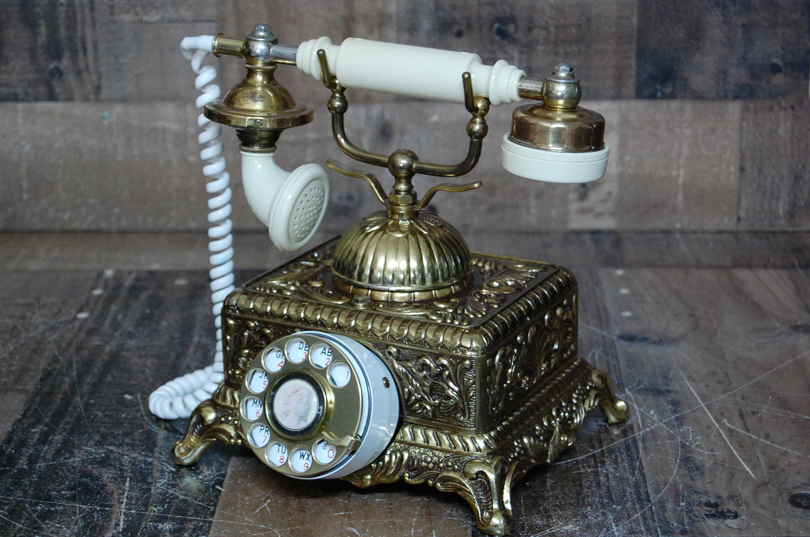 Vintage Telephone French Rotary Phone All Brass Fully - Etsy