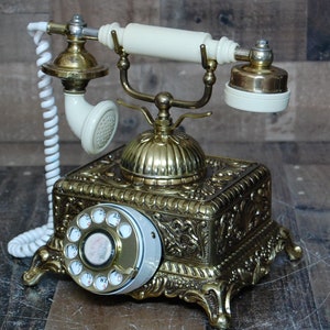 Vintage Telephone French Rotary Phone All Brass Fully - Etsy