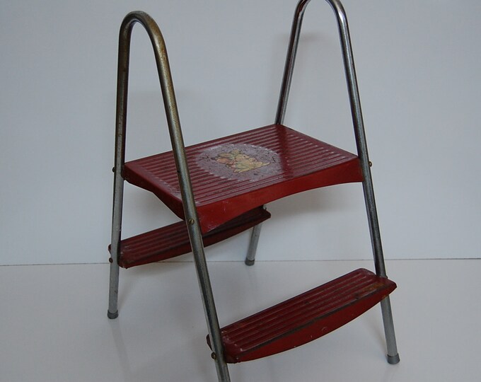 Vintage Kiddie Step, Step Stool 1950's Step Stool, Original Red Paint ...