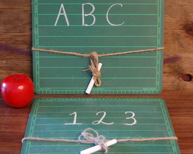 Pair Vintage Green Childrens Classroom Chalk Board, Farmhouse Chalk ...