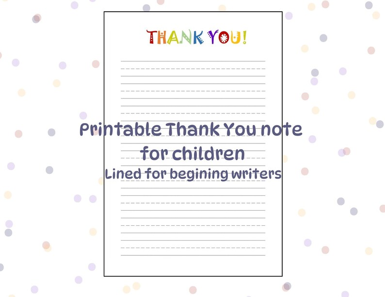 Printable Thank You Note for Children/beginning Writers - Etsy