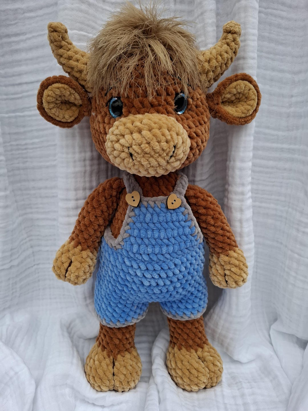 Crochet Plush Bull Toy, Little Cute Bull Amigurumi, Handmade Gift, Soft ...