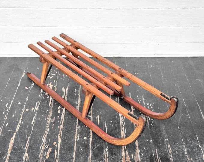Swiss Wood Sled ~ DAVOS Sledge ~ Bentwood Slat Sled With Curved Iron ...