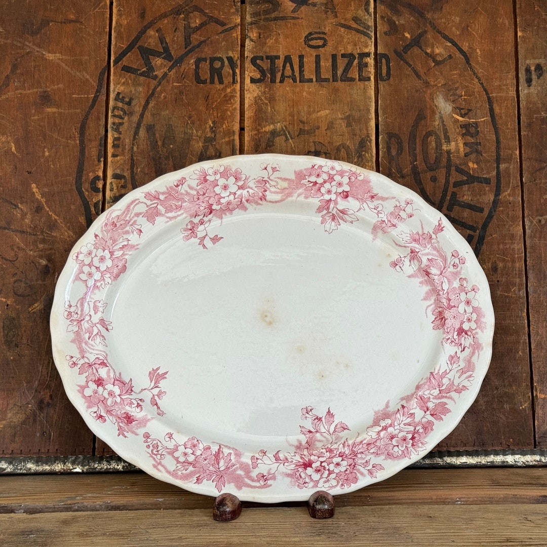 Ironstone Platter 1890s Furnivals in Cobridge, England Red Transferware ...