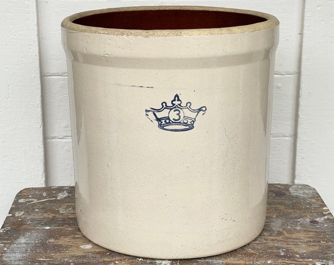 Vintage Crock ~ 3 Gallon Blue Crown Crock ~ Ransbottom Brothers Crock ...