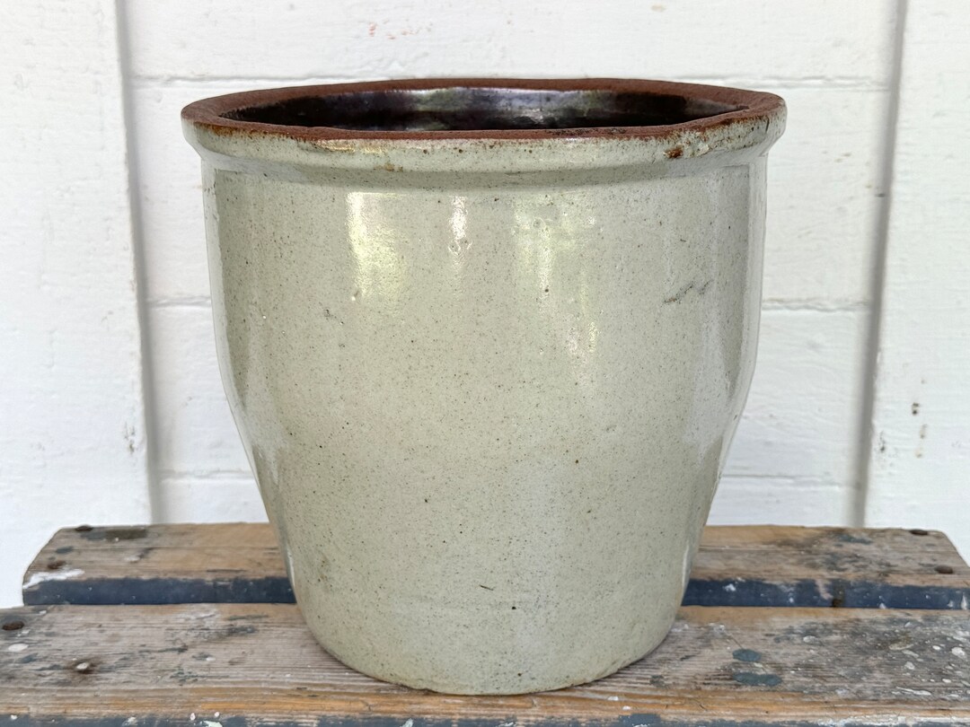 Antique Crock ~ Salt Glazed Crock ~ Stoneware Planter Pot With Great ...